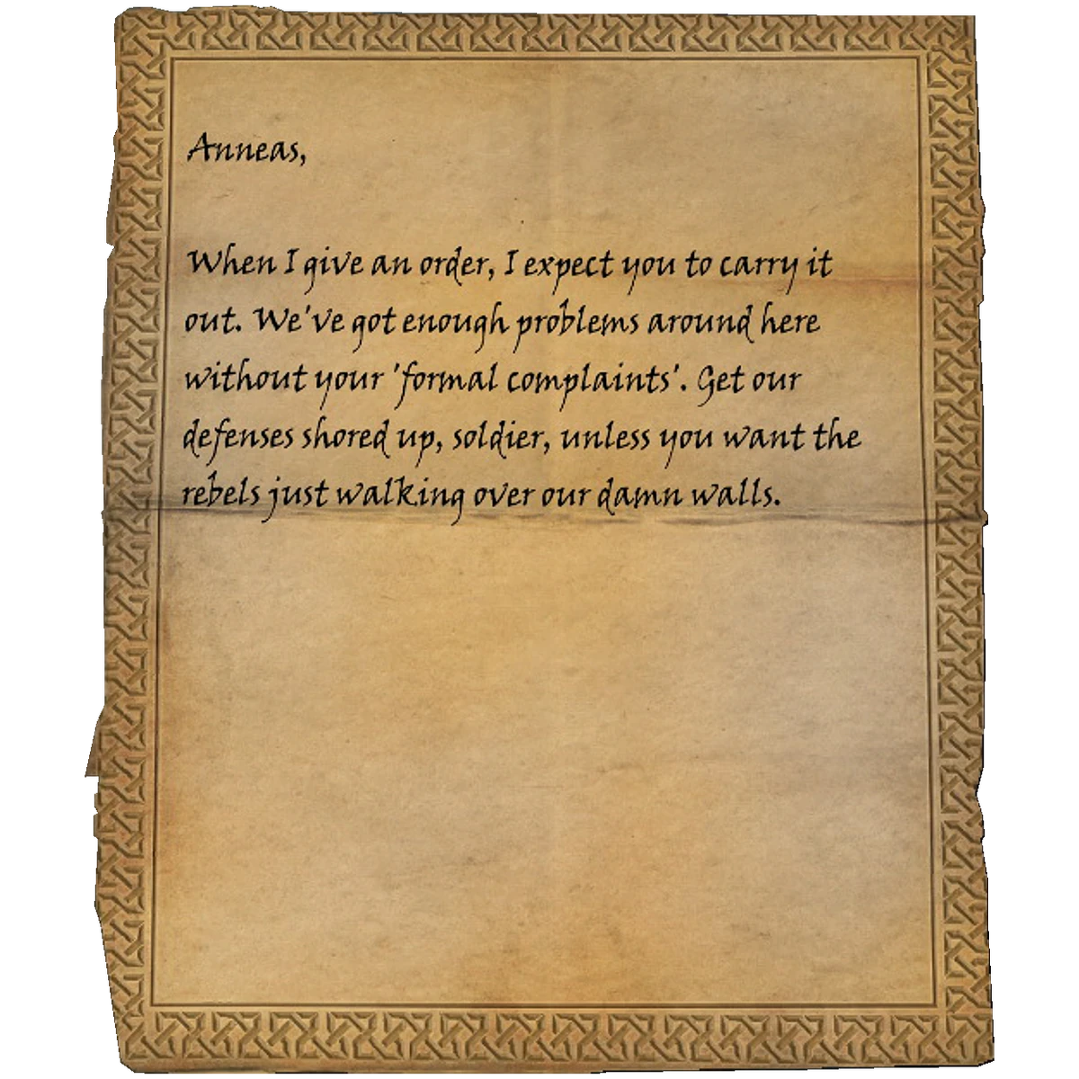 Commander's Note - Skyrim Wiki