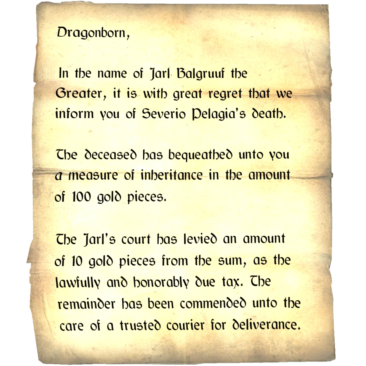 Letter of Inheritance - Skyrim Wiki