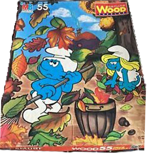 Milton Bradley - Smurf - Fall Leaves - 55 Piece Genuine Wood Puzzle ...