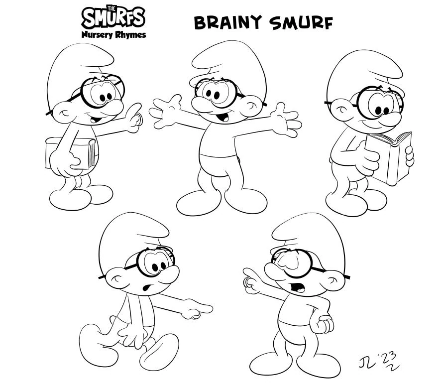 smurfs coloring pages brainy