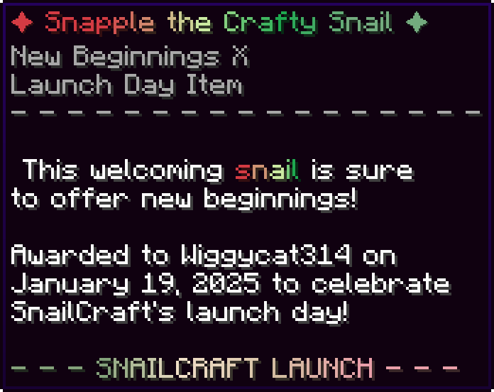 Snapple the Crafty Snail | SnailCraft Rarities Wiki | Fandom