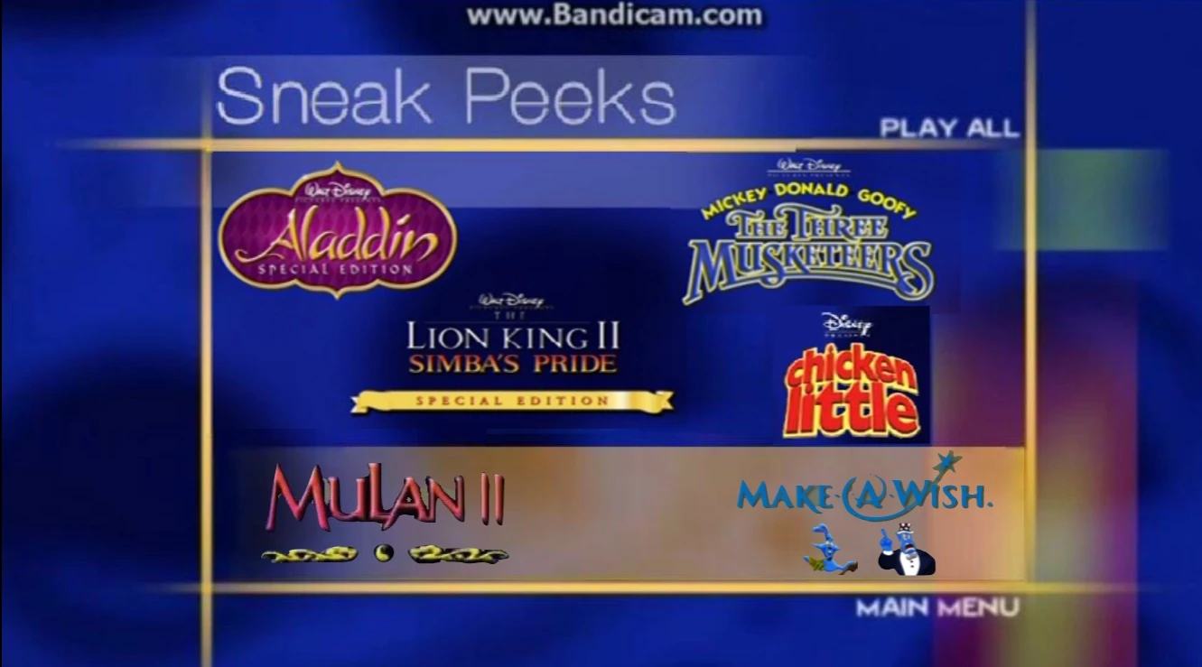 Sneak Peeks Menu 2008 Dvd