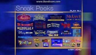 Sneak Peeks Menu Play All DVD (February 10, 2004) | Sneak Peeks Menu Wiki | Fandom