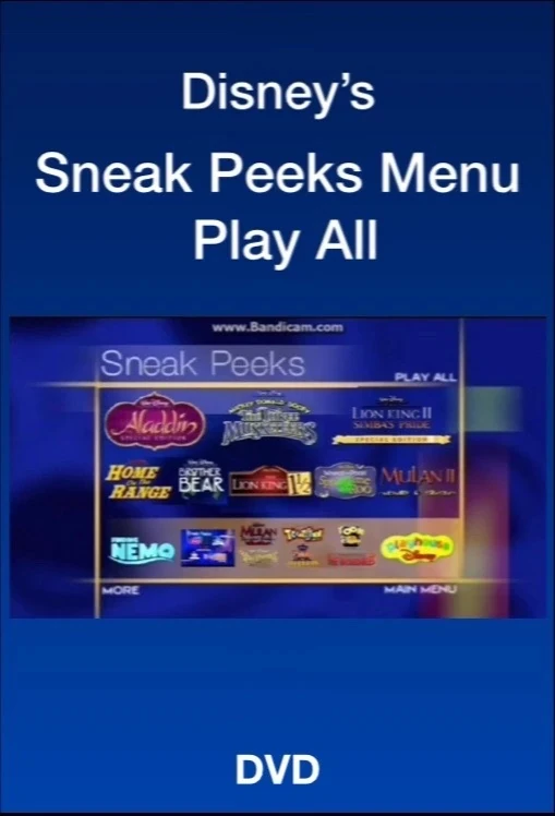 Sneak Peeks From Sneak Peeks Menu Play All Volume 1 2004 DVD | Sneak Peeks Menu Wiki | Fandom