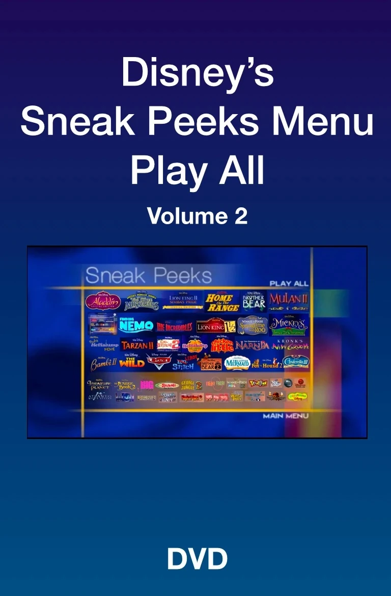Sneak Peeks Menu Play All Volume Two 2007 DVD | Sneak Peeks Menu Wiki | Fandom