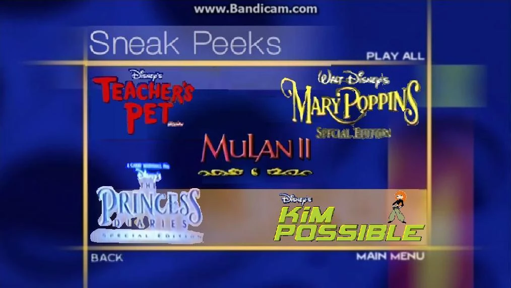 Sneak Peeks Menu 2008 Dvd