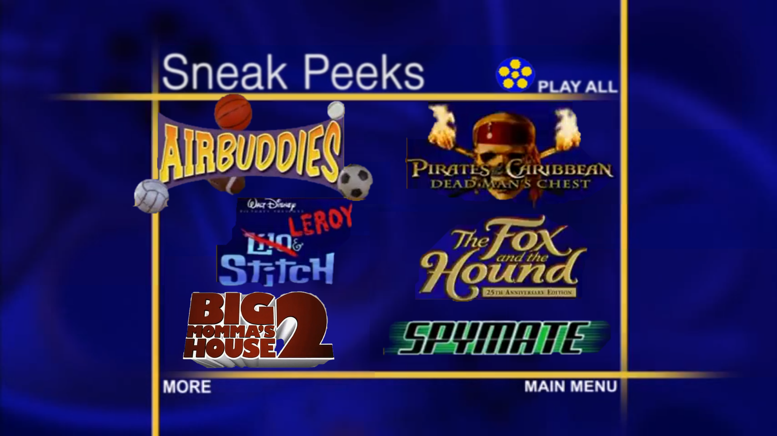 Sneak Peeks menu from Cheaper by the Dozen 2 2006 DVD | Sneak Peeks Menu Wiki | Fandom