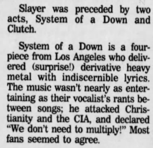 The Odeon Concert Club June 10th, 1998 | System of a Down Wiki | Fandom