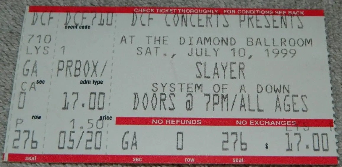Diamond Ballroom July 10th, 1999 | System of a Down Wiki | Fandom
