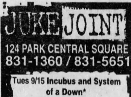 Juke Joint September 15th, 1998 | System of a Down Wiki | Fandom