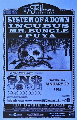 Fillmore Auditorium January 29th, 2000 | System of a Down Wiki | Fandom