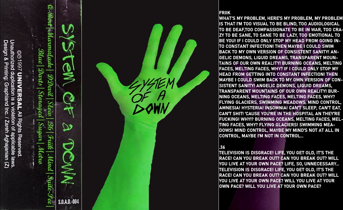 Demo Tape 4 | System of a Down Wiki | Fandom
