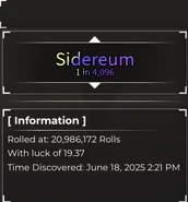 Sidereum | Sol's RNG Wiki | Fandom