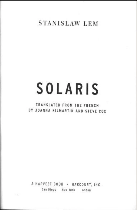 Solaris (English) | Solaris Wiki | Fandom