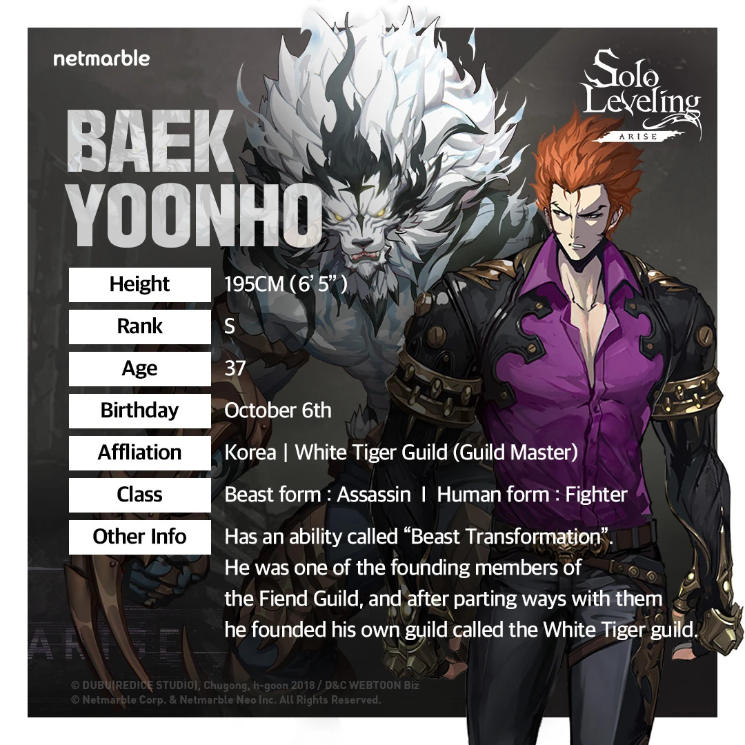 Baek Yoonho | Solo Leveling: ARISE Wiki | Fandom