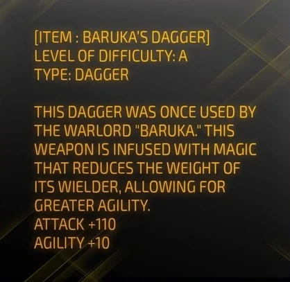 Baruka's Dagger | Solo Leveling Wiki | Fandom