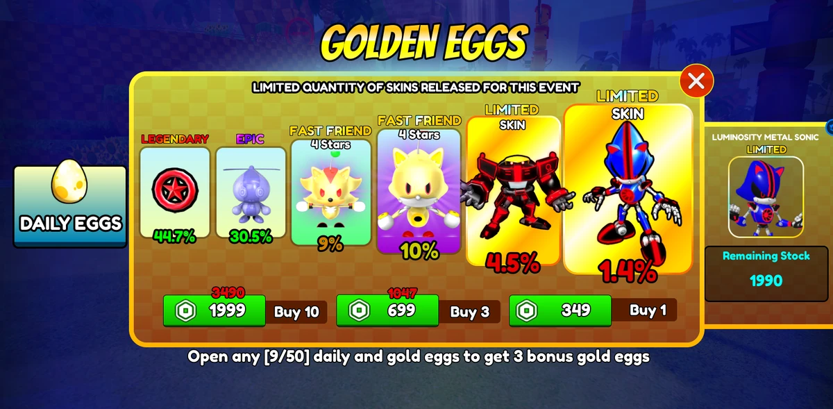 Golden Eggs | Sonic Speed Simulator Wiki | Fandom