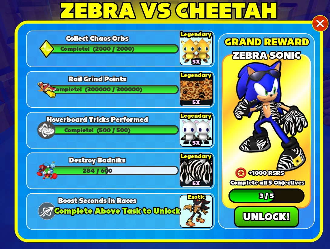 Zebra Sonic VS Cheetah Shadow | Sonic Speed Simulator Wiki | Fandom