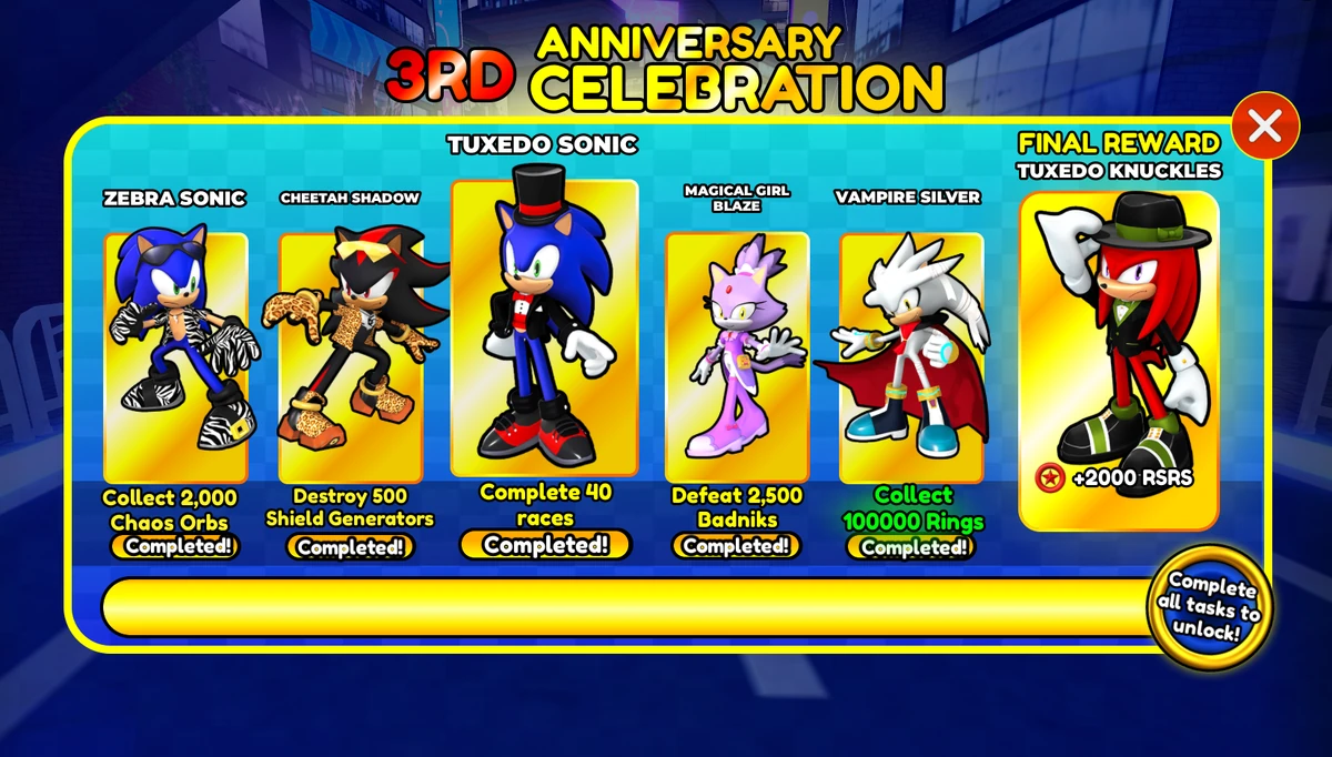 3rd Anniversary Celebration | Sonic Speed Simulator Wiki | Fandom