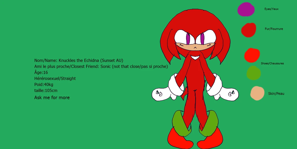 Knuckles the Echidna/Sunset Black's universe/Reference Sheets For ...