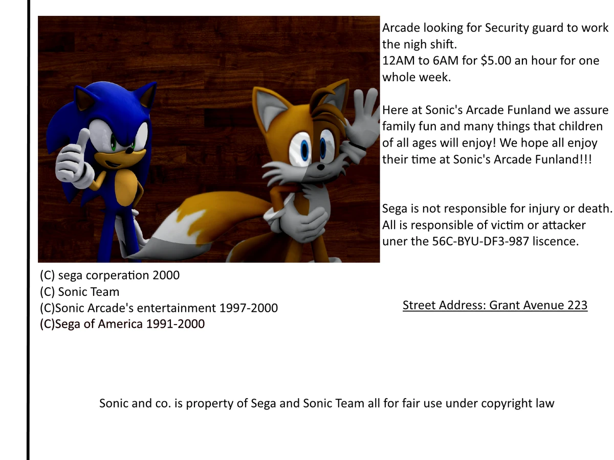 Sonic's Arcade Land | Sonic's Arcde Land FNAS Wiki | Fandom