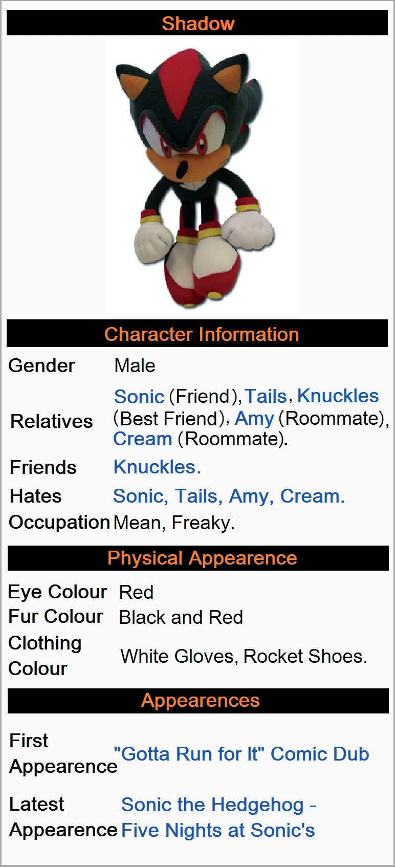 User blog:SonicWhacker55/Shadow | SonicWhacker55 Wiki | Fandom