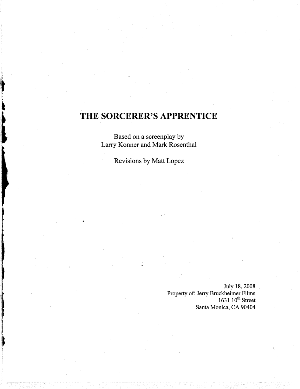 The Sorcerer's Apprentice (original script) | The Sorcerer's Apprentice ...