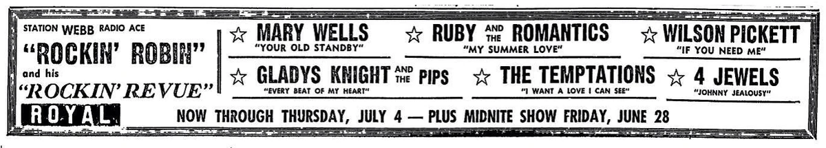 June 28-July 4, 1963 Royal Theatre, Baltimore, MD | Soul Concerts Wiki ...