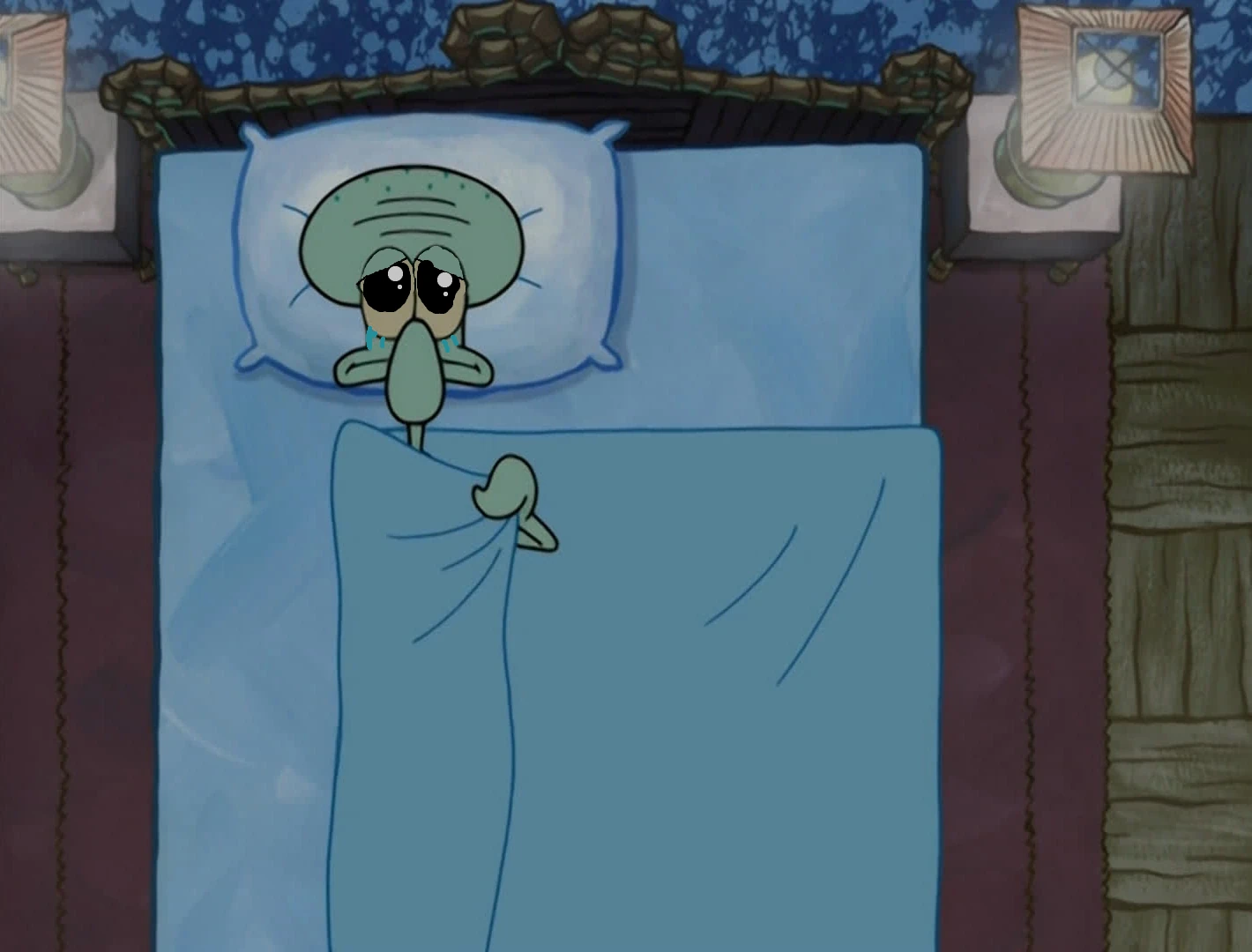squidward making spongebob cry