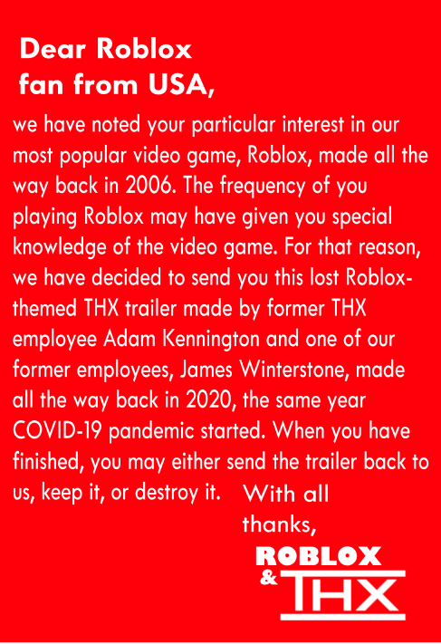 Lost THX Tex Trailer: The Roblox Trailer | Spinpasta Wiki | Fandom