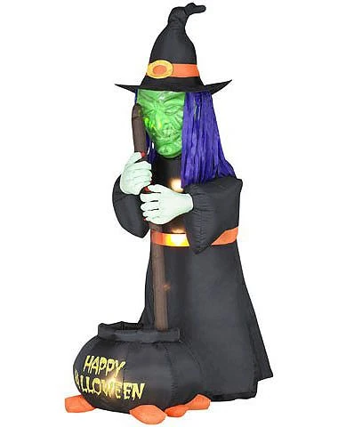 Airblown Inflatable Witch with Spinning Stick and Cauldron | Spirit ...