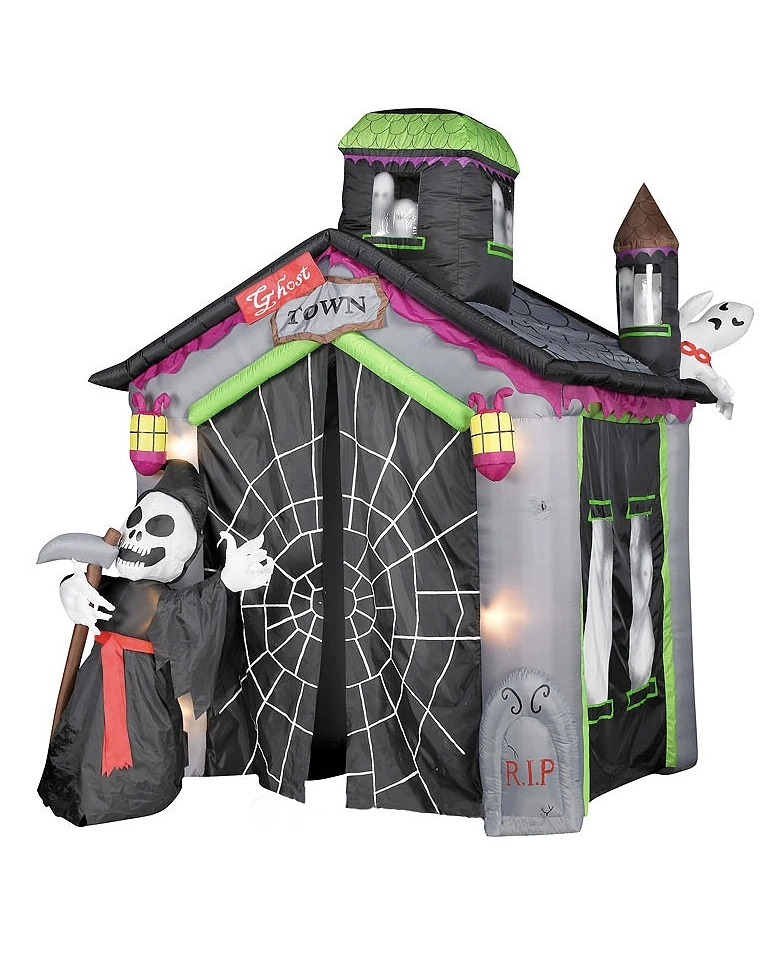 Archway Haunted House with Grim Reaper and Tomb Airblown Inflatable ...