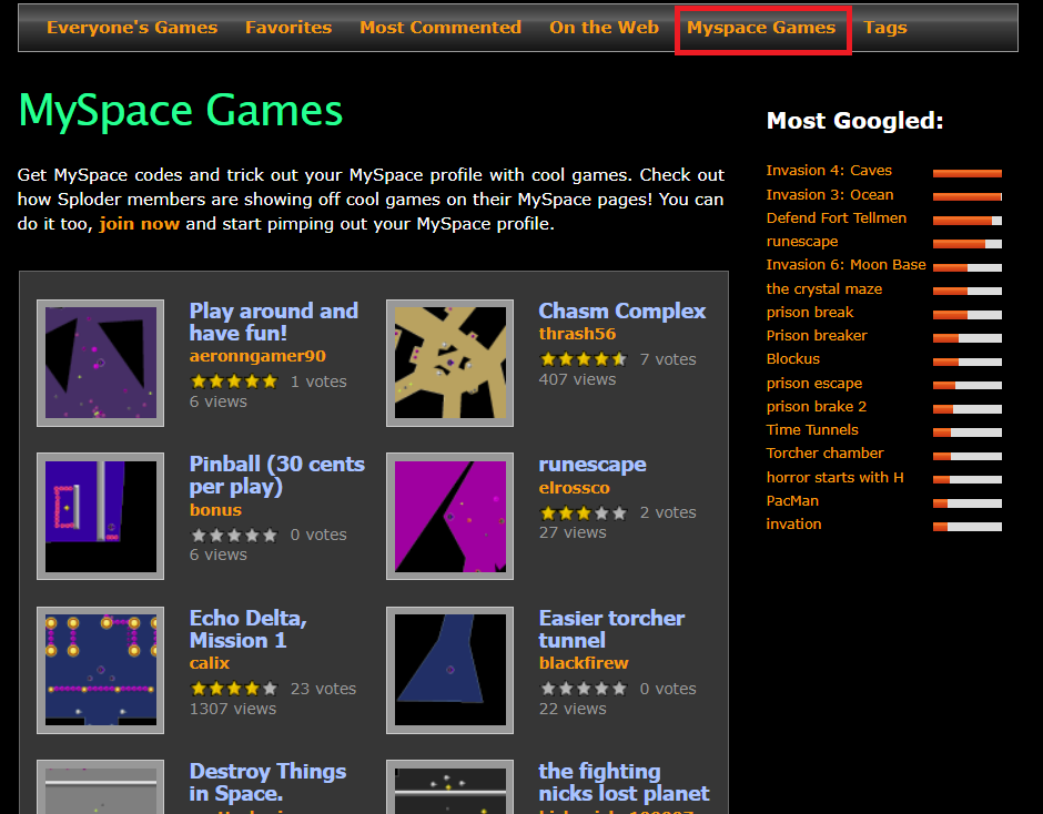 MySpace games | Sploder Wiki | Fandom