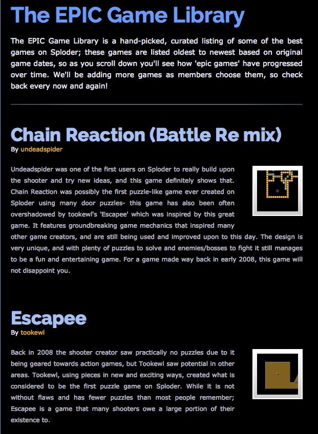 The Epic Game Library | Sploder Wiki | Fandom