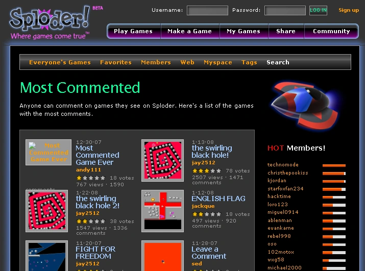 Most Commented | Sploder Wiki | Fandom