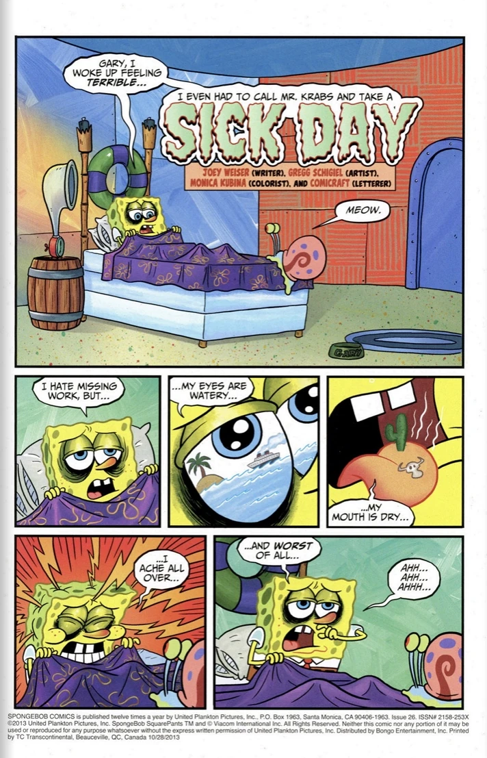 Sick Day (SpongeBob Comics No. 26) | Encyclopedia SpongeBobia | Fandom