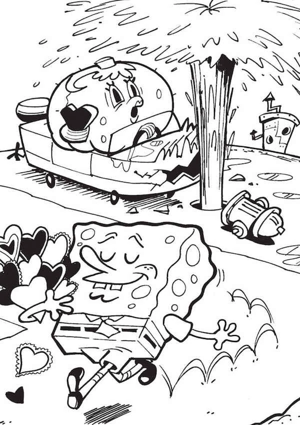 sponge bob valentines coloring pages