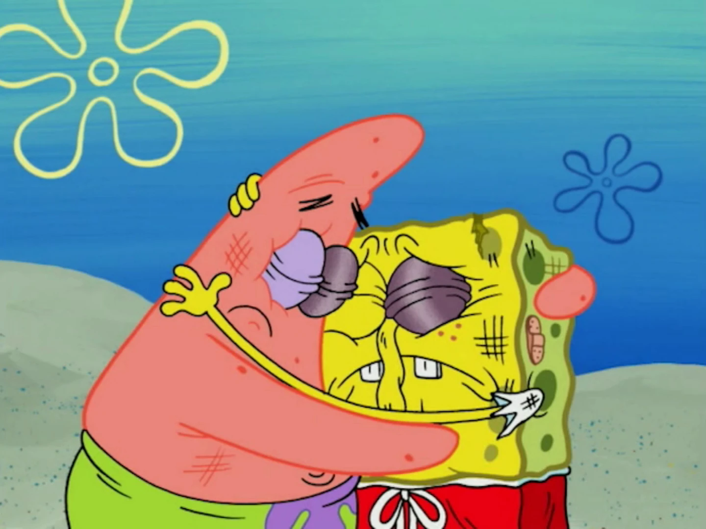 spongebob and patrick upset