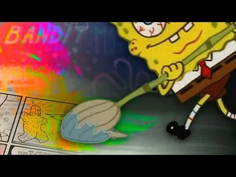spongebob mopping