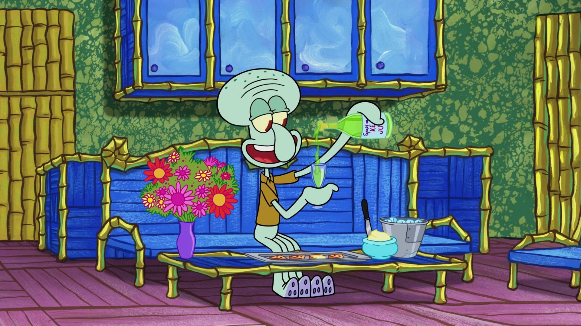 Spongebob Drinking Water