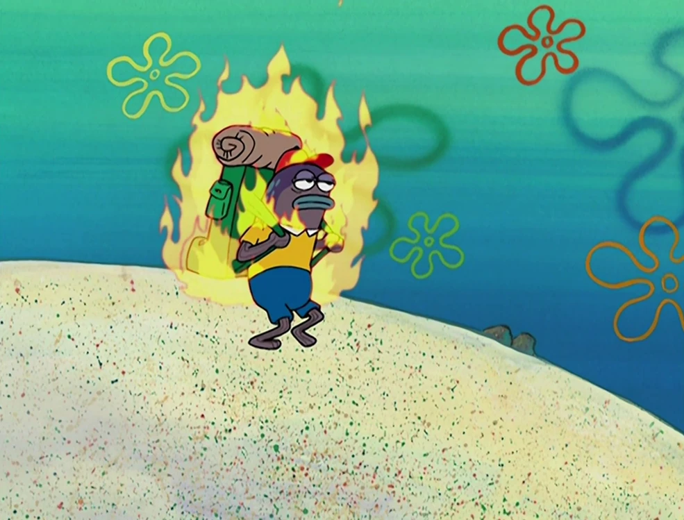 Spongebob Thinking At Table