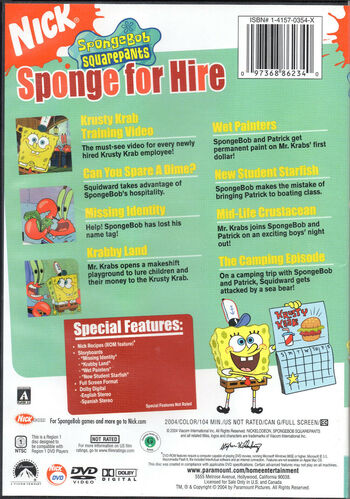 Sponge for Hire (DVD) | Encyclopedia SpongeBobia | Fandom