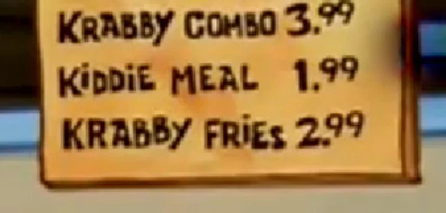 Krusty Krab Menu Printable