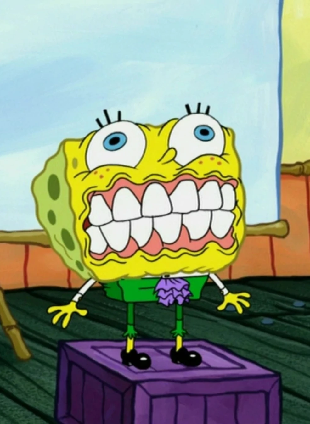 Smiling Spongebob Crying