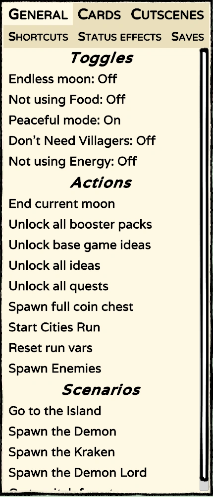 Debug Menu | Stacklands Wiki | Fandom