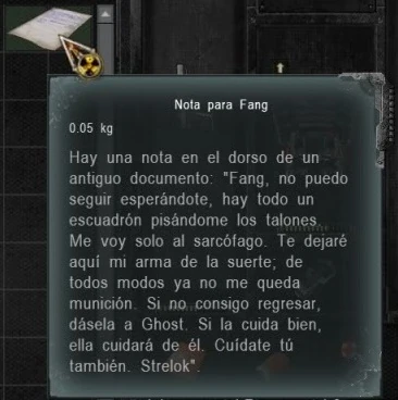 Nota para Fang | Wiki STALKER | Fandom