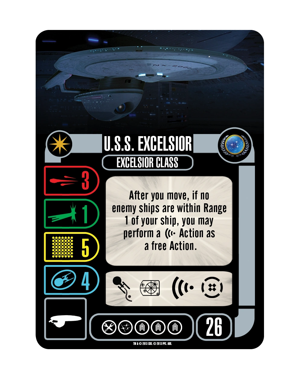 USS Excelsior - Excelsior Class (Cost 26) | Star Trek: Attack Wing Wiki ...