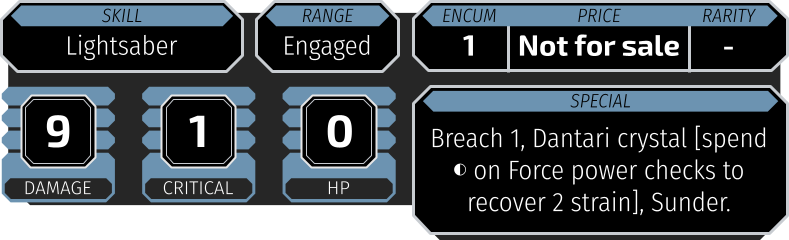 Warde's Lightsaber | Star Wars RPG (FFG) Wiki | Fandom