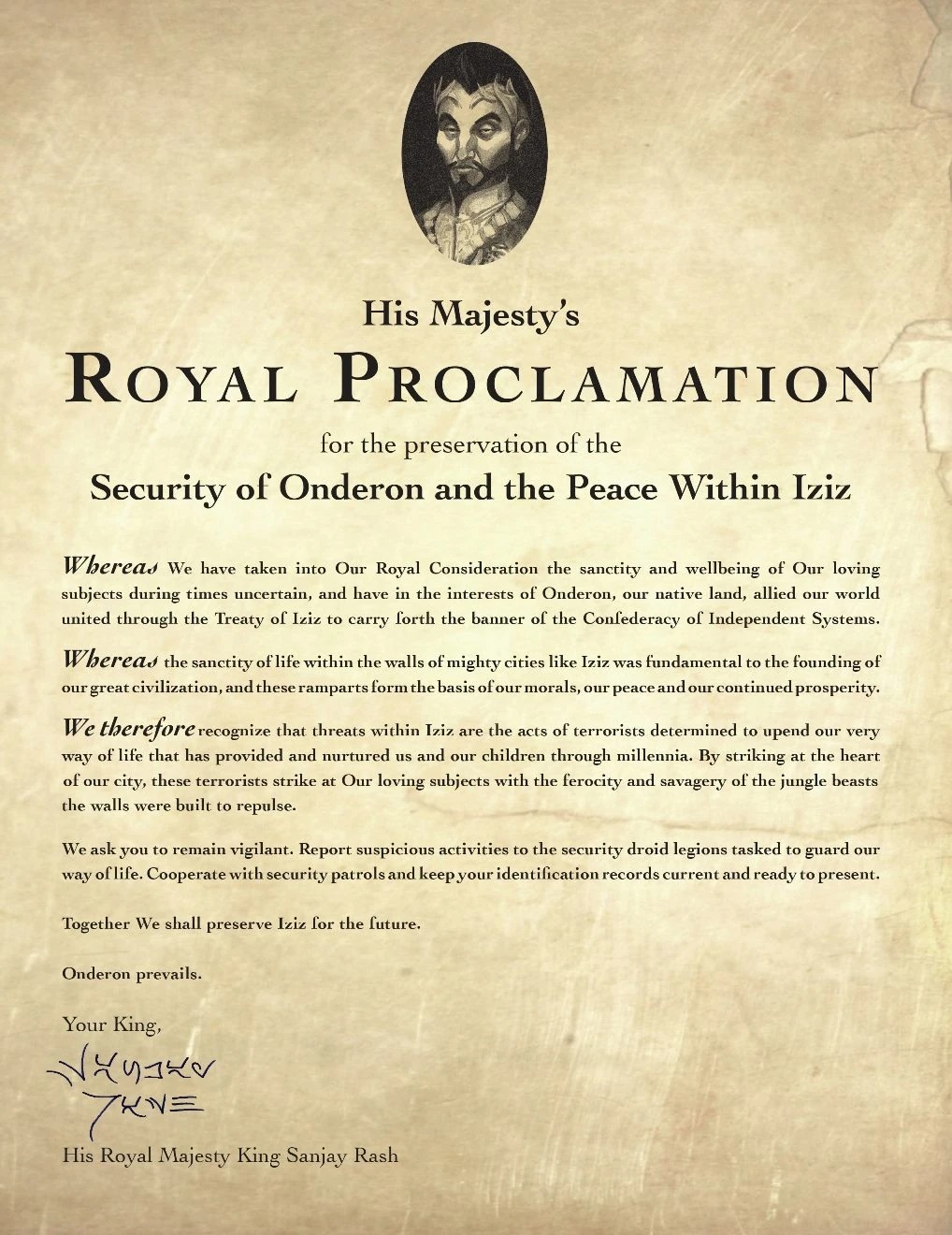 Sanjay Rash's Royal Proclamation | Wookieepedia | Fandom