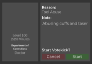 Votekick | Valley Prison RolePlay Wiki | Fandom